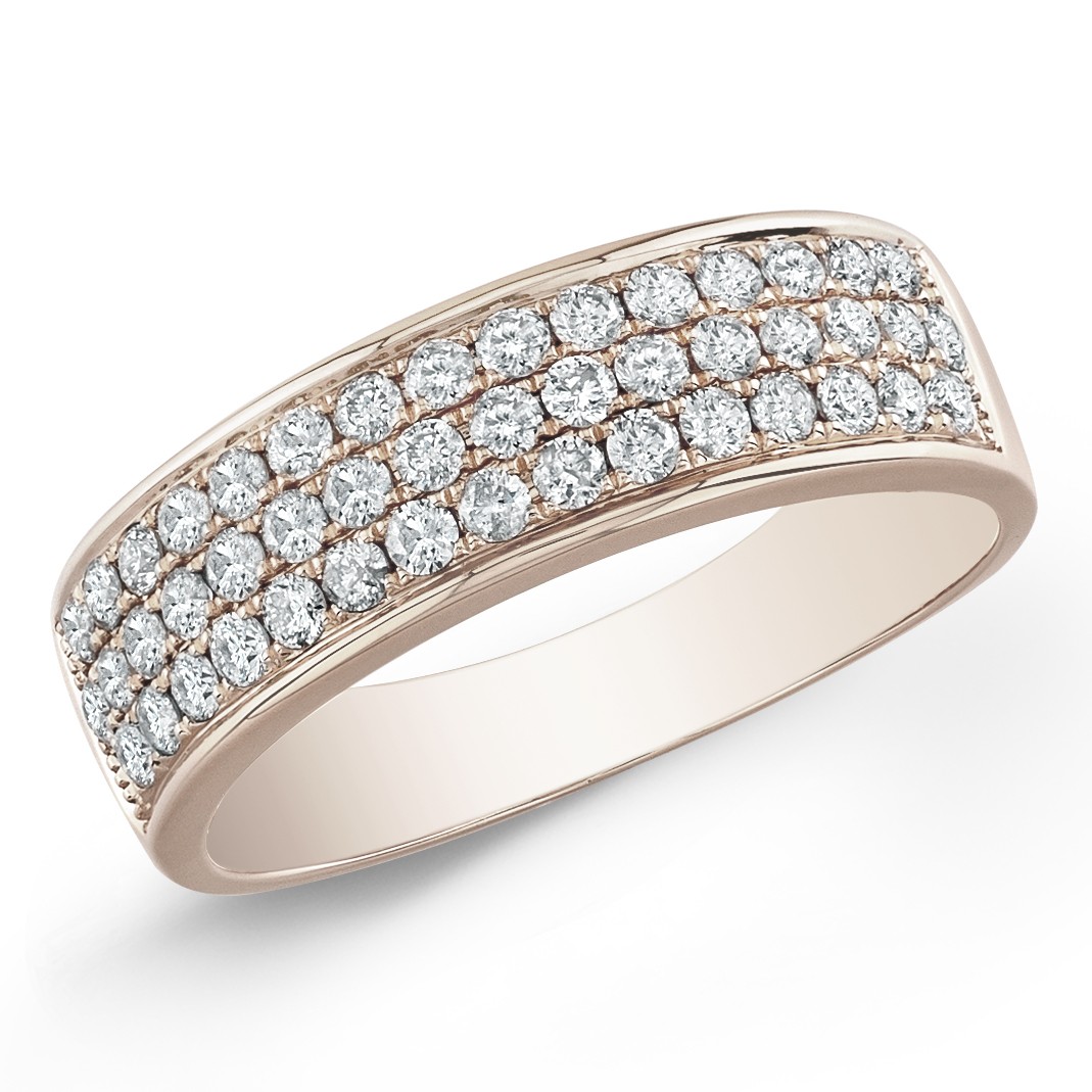 14Kt Rose- Diamond Wedding Ring-Pave