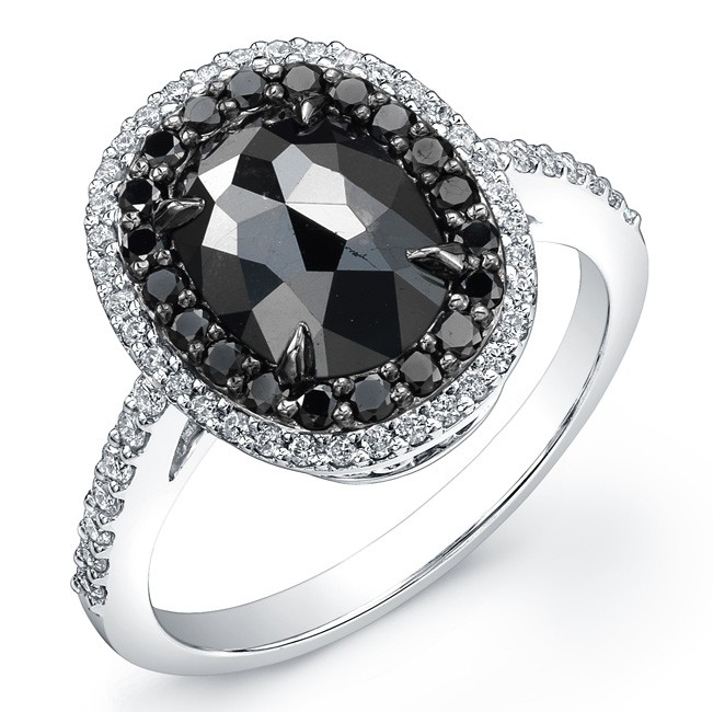 Oval 1 1/4ct Black Diamond Ring