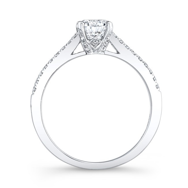 18K White Gold Diamond Lined Band and Prong Engage