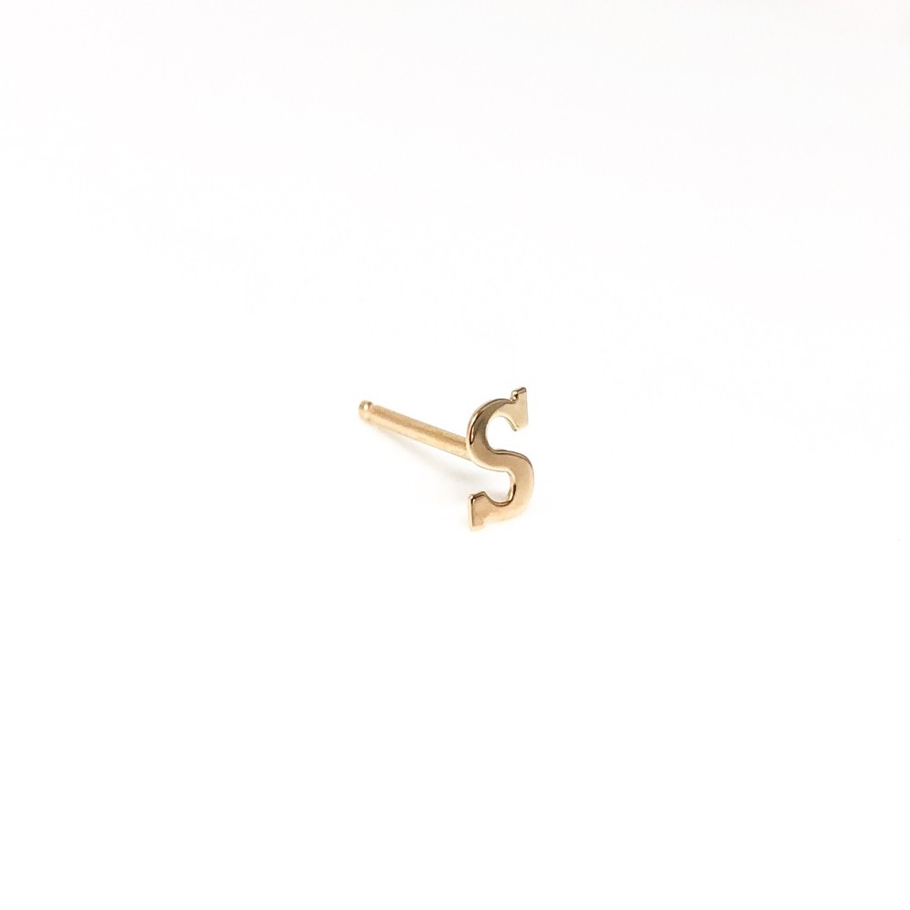 14k yellow gold initial earrings