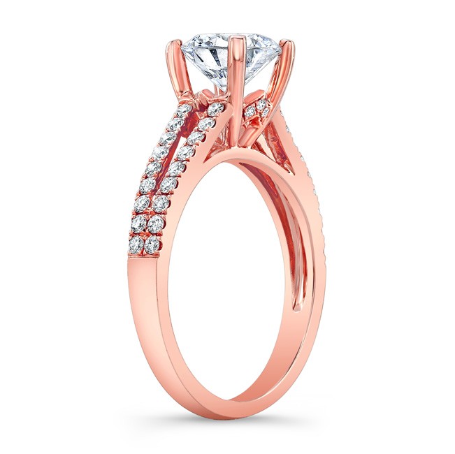 Natalie K 18K Rose Gold 2 Row Engagement Ring - Rose Gold Bridal Rings ...